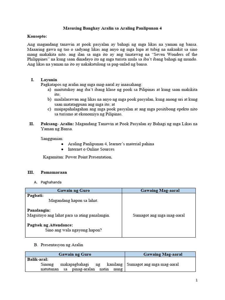 Bulawan - Lesson Plan in - Ap - Grade4 | PDF