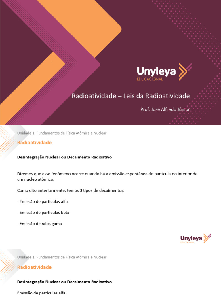 1.5 Radioatividade - Leis Da Radioatividade | PDF | Radioatividade | Física Nuclear
