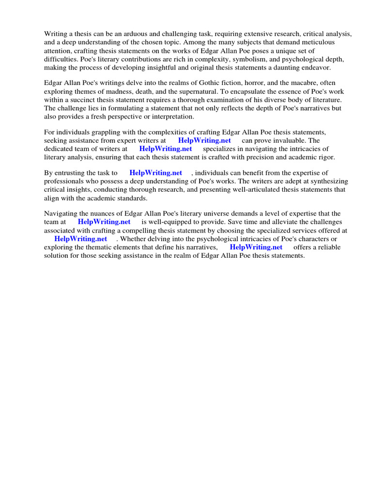 Edgar Allan Poe Thesis Statements | PDF