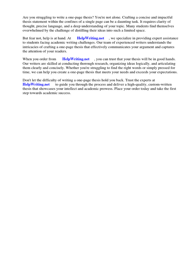 How To Write A One Page Thesis | PDF | Thesis