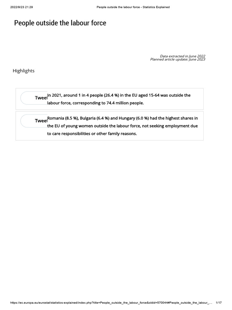 EU Labour Force: 2021 Insights | PDF | Unemployment | European Union