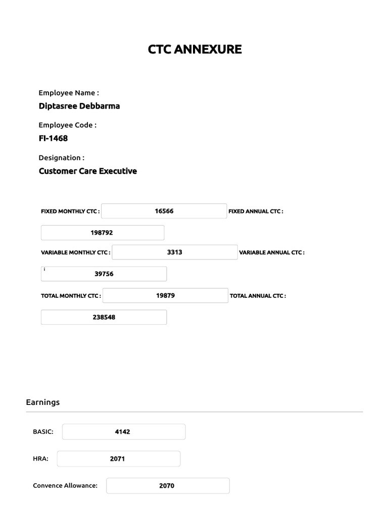 Employee CTC Breakdown | PDF