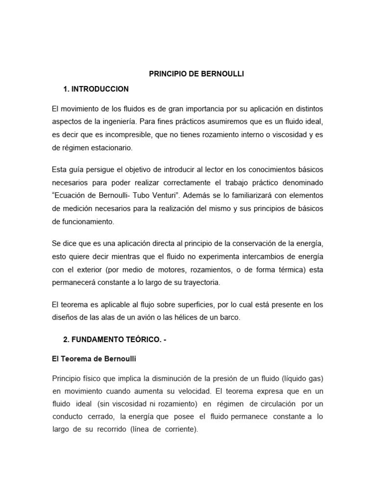 PRINCIPIO DE BERNOULLI Aaa | PDF