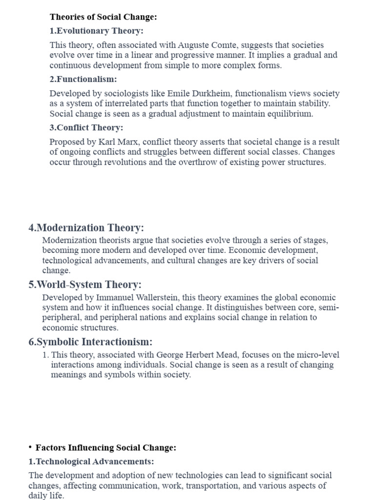 Social Changes and Theroies | PDF | Society | Modernization Theory