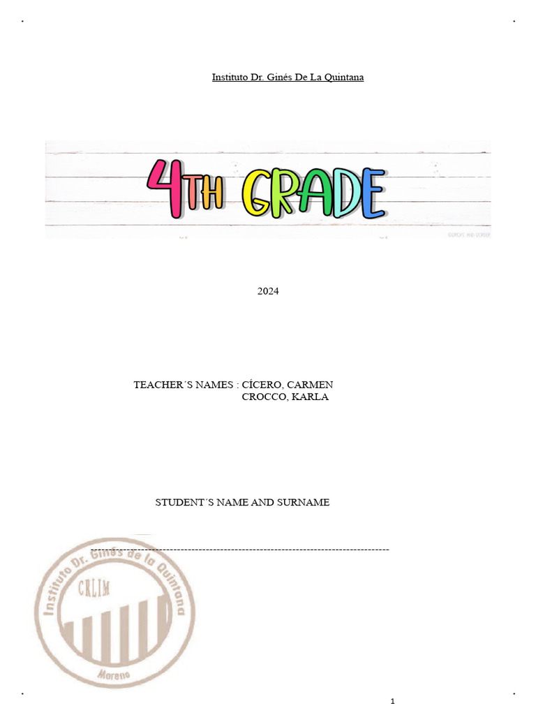 Cuadernillo de Cuarto 2024 PDF Terminado | PDF | Lunch | Meal