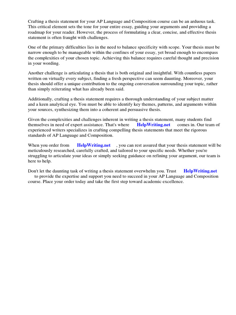 How To Write A Thesis Statement AP Lang | PDF | Essays | Thesis