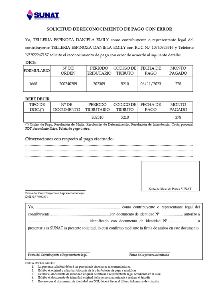 Solicitud de Reconocimiento de Pago | PDF | Gobierno y personalidad | Control de acceso