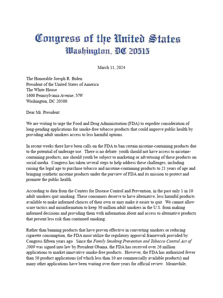 FDA Harm Reduction Pending Applications Letter | PDF | Tobacco Smoking ...