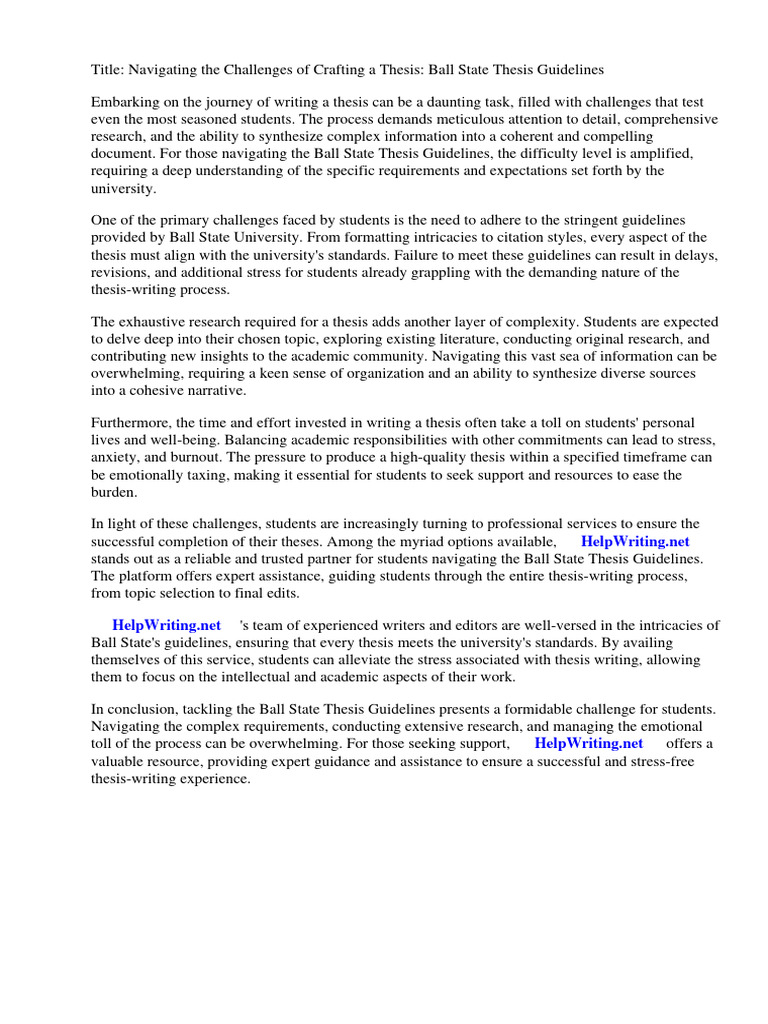 Ball State Thesis Guidelines | Download Free PDF | Thesis | Essays