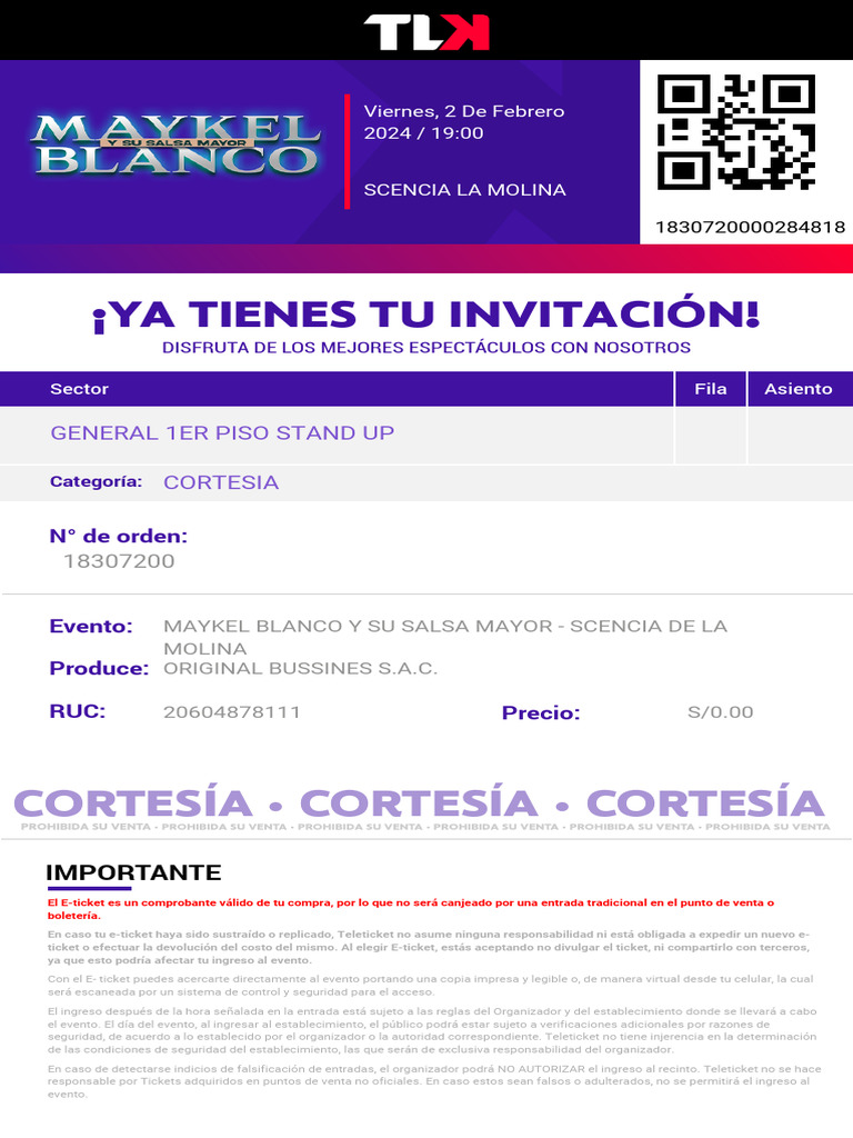 Entrada Teleticket | PDF