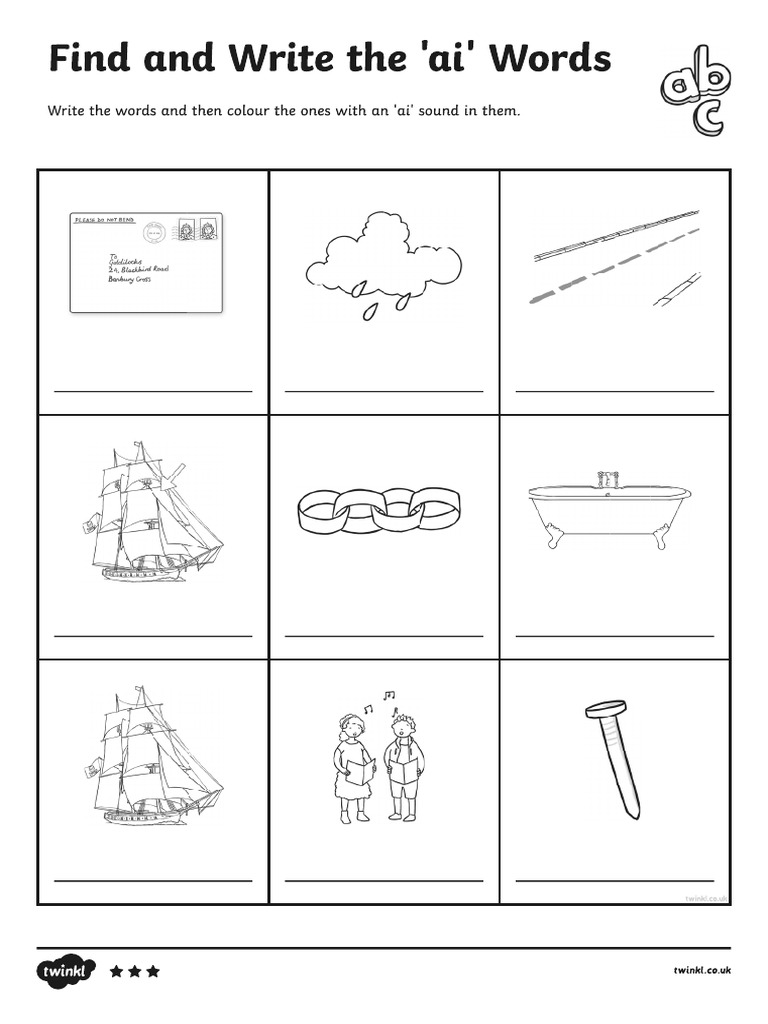 Find and Write The 'Ai' Words | PDF