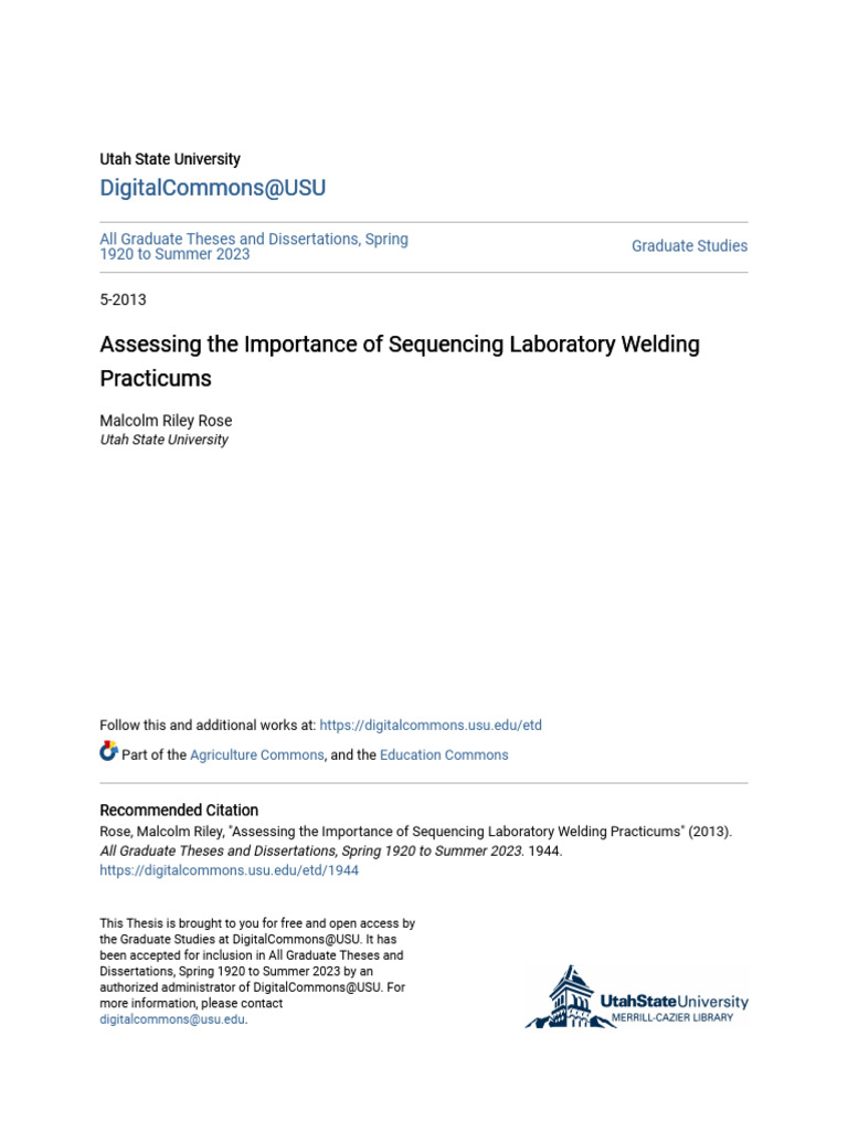 Assessing The Importance of Sequencing Laboratory Welding Practic | PDF | Welding | Construction