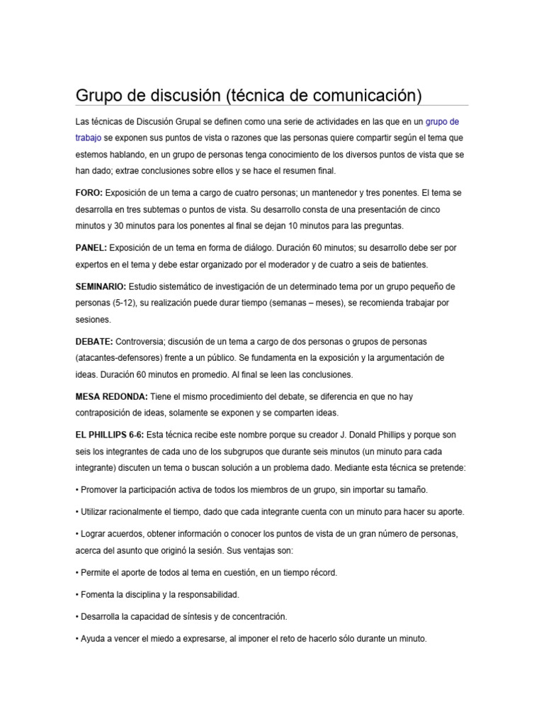 Técnicas de Discusión Grupal y Redes de Apoyo | PDF | Maestros