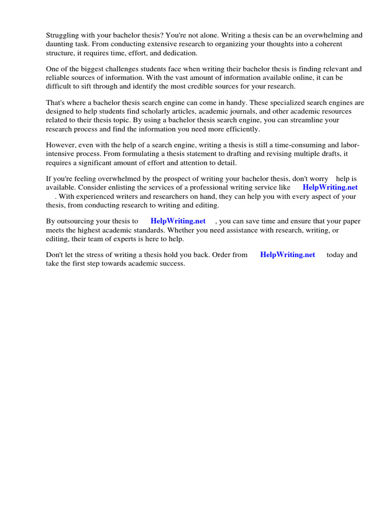 Bachelor Thesis Search Engine | PDF | Thesis | Tourism