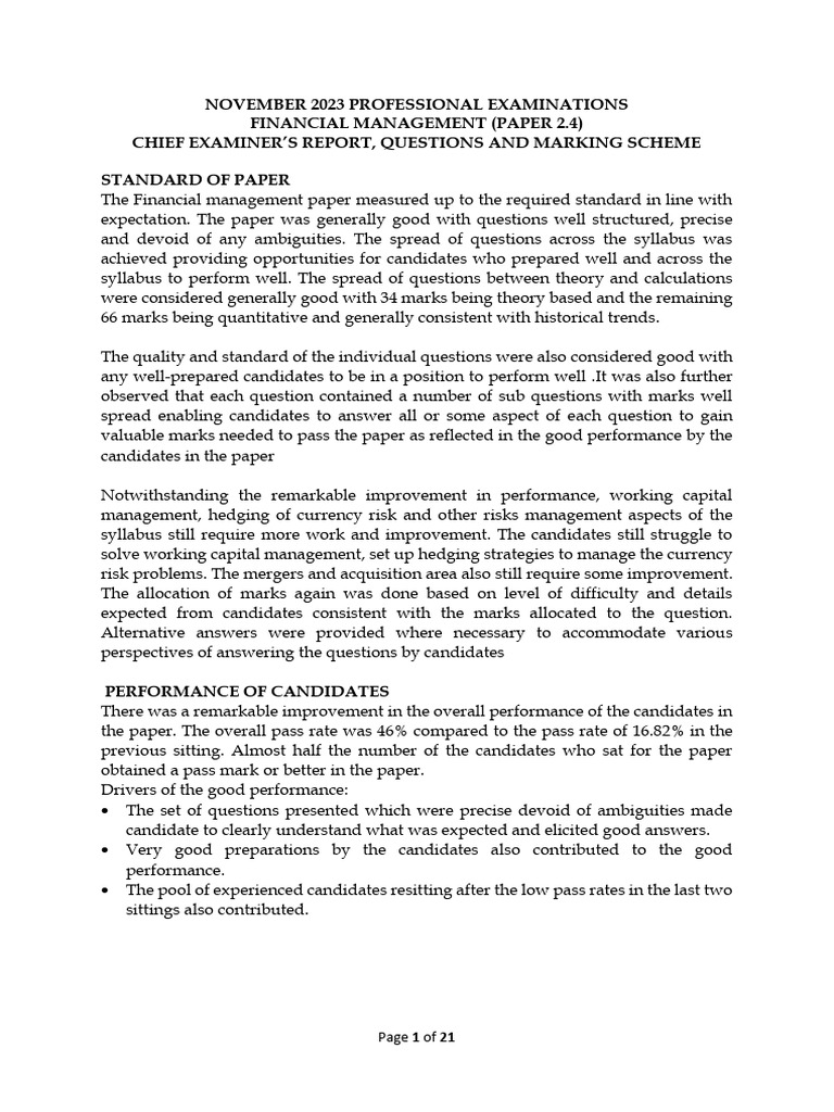 Financial Management Papernov 2023 | PDF | Interest | Financial Risk