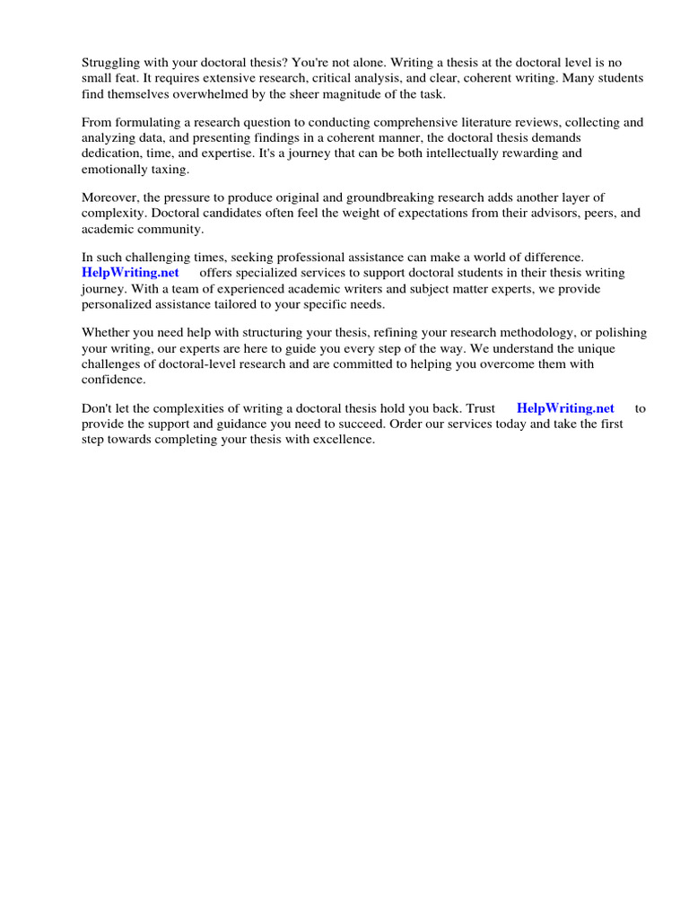 Help With Doctoral Thesis | PDF | Thesis | Doctor Of Philosophy