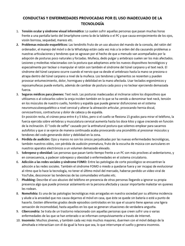 Conductas y Enfermedades Provocadas Por El Uso Inadecuado de La ... Conductas y Enfermedades Provocadas Por El Uso Inadecuado de La ...