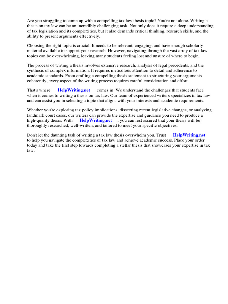 Tax Law Thesis Topics | PDF | Taxes | Income