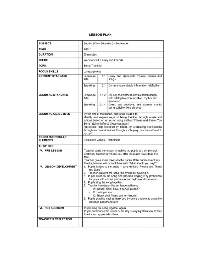 Civic Lesson Plan Yr 1 | PDF