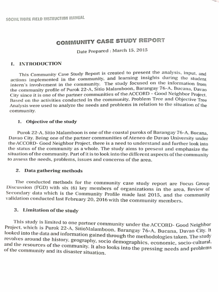 Community Case Study Sample | PDF