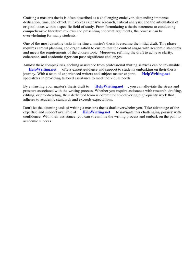 Master Thesis Draft | PDF | Thesis | Essays