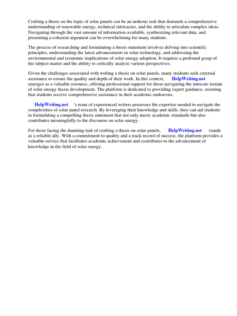 Solar Panel Thesis Statement | PDF | Solar Power | Photovoltaics