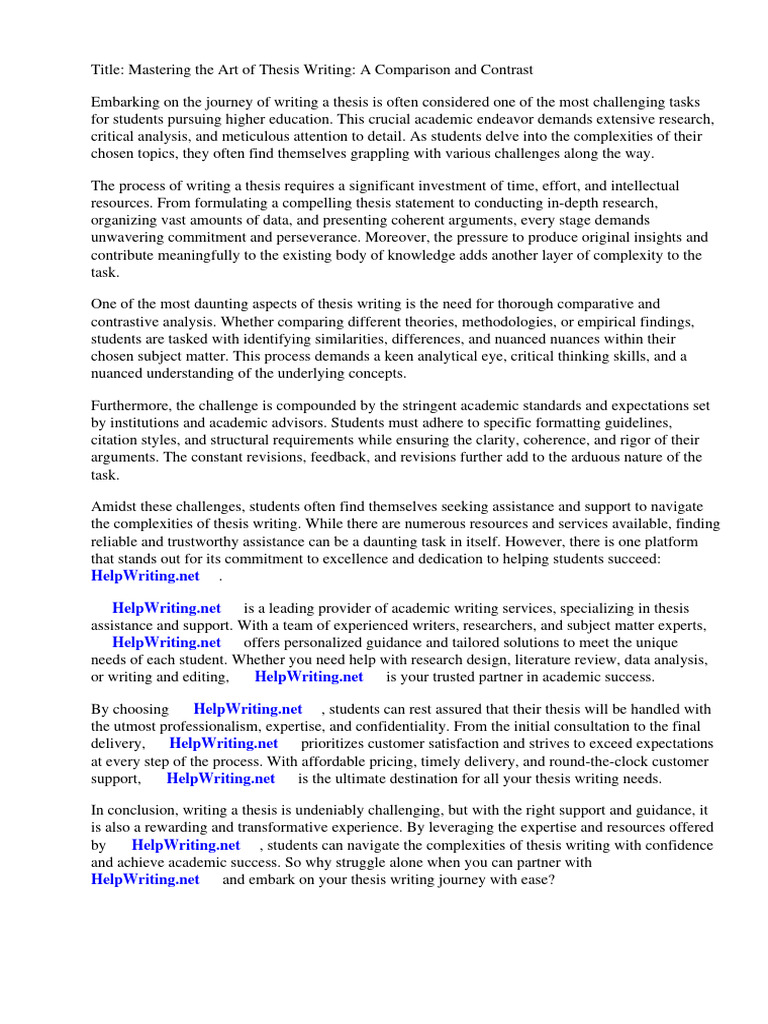 Thesis Compare and Contrast | PDF | Essays | Thesis