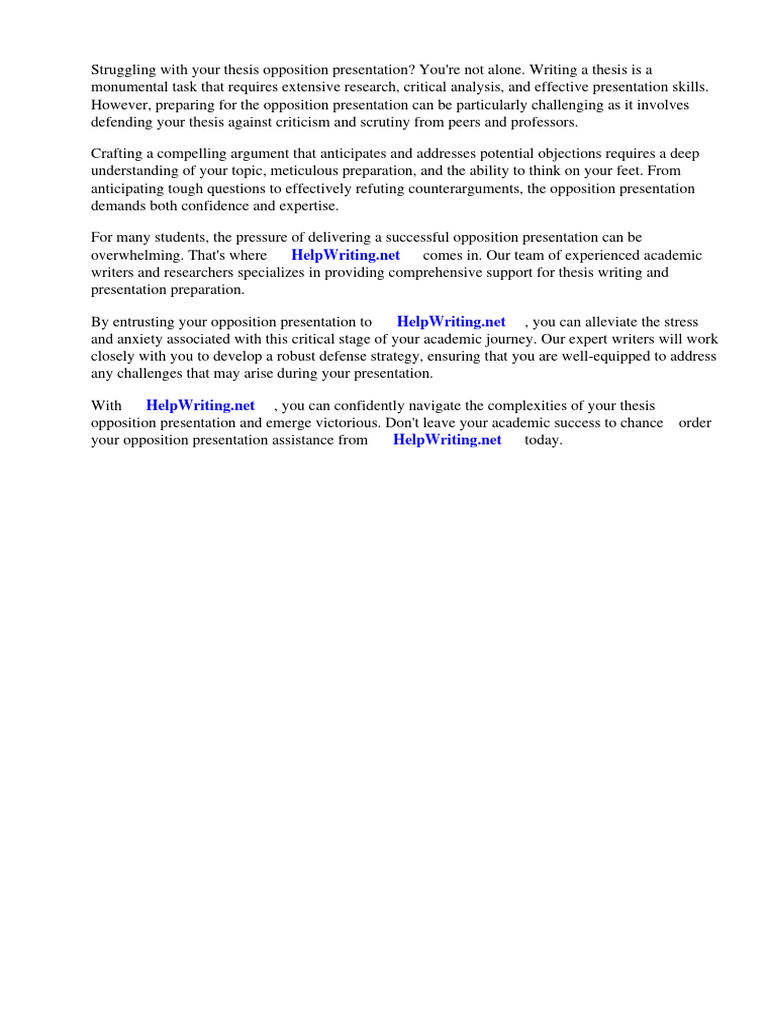 Thesis Opposition Presentation | Download Free PDF | Thesis | Essays