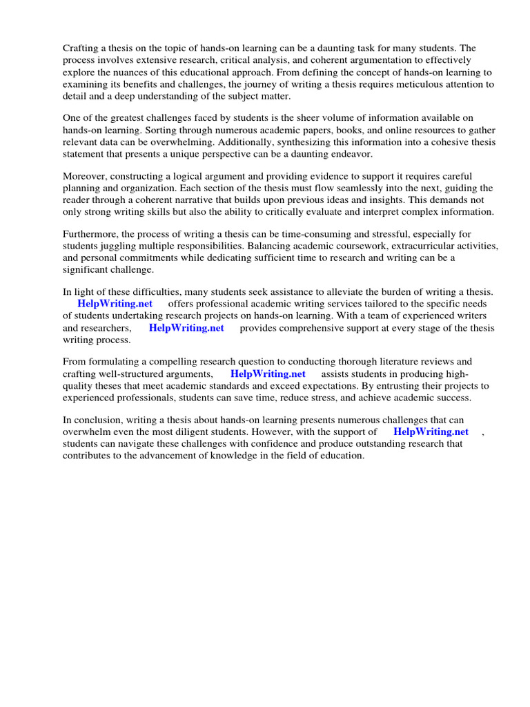 Thesis About Hands On Learning | PDF | Learning | Teachers