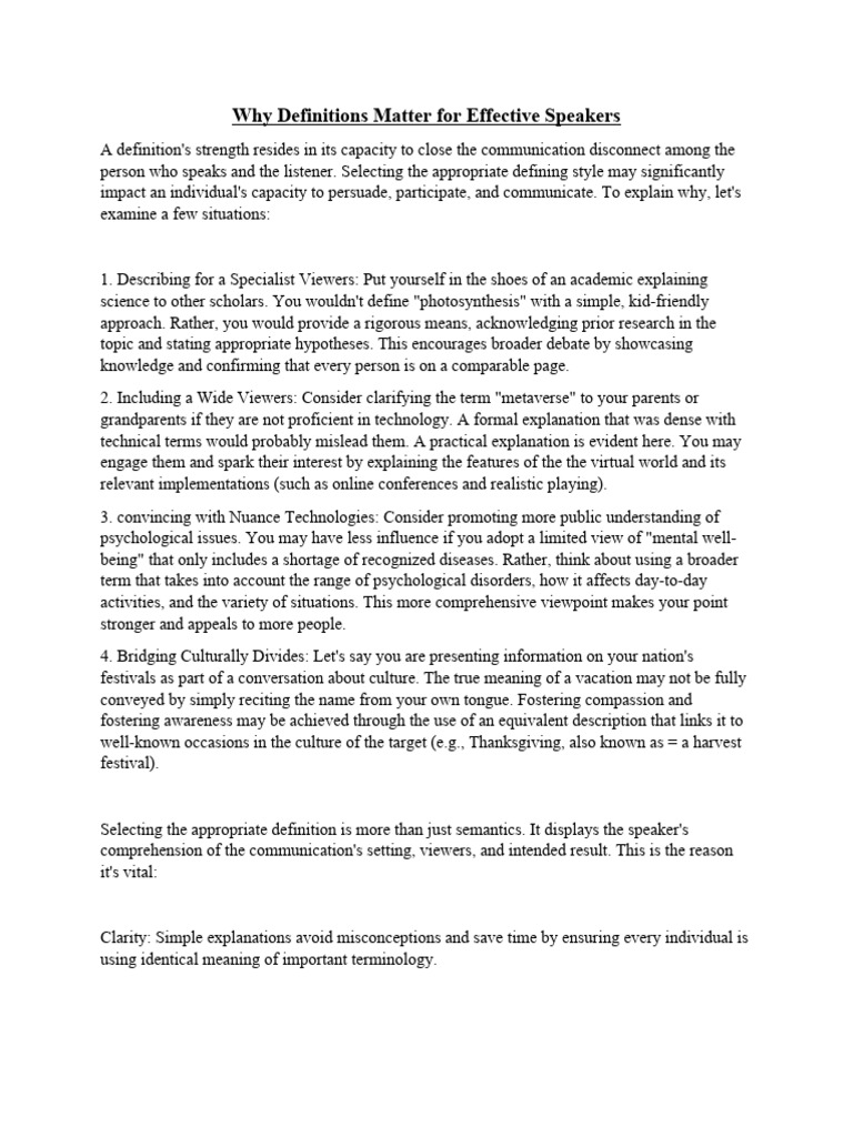 Why Definitions Matter For Effective Speakers | PDF | Psychology ...