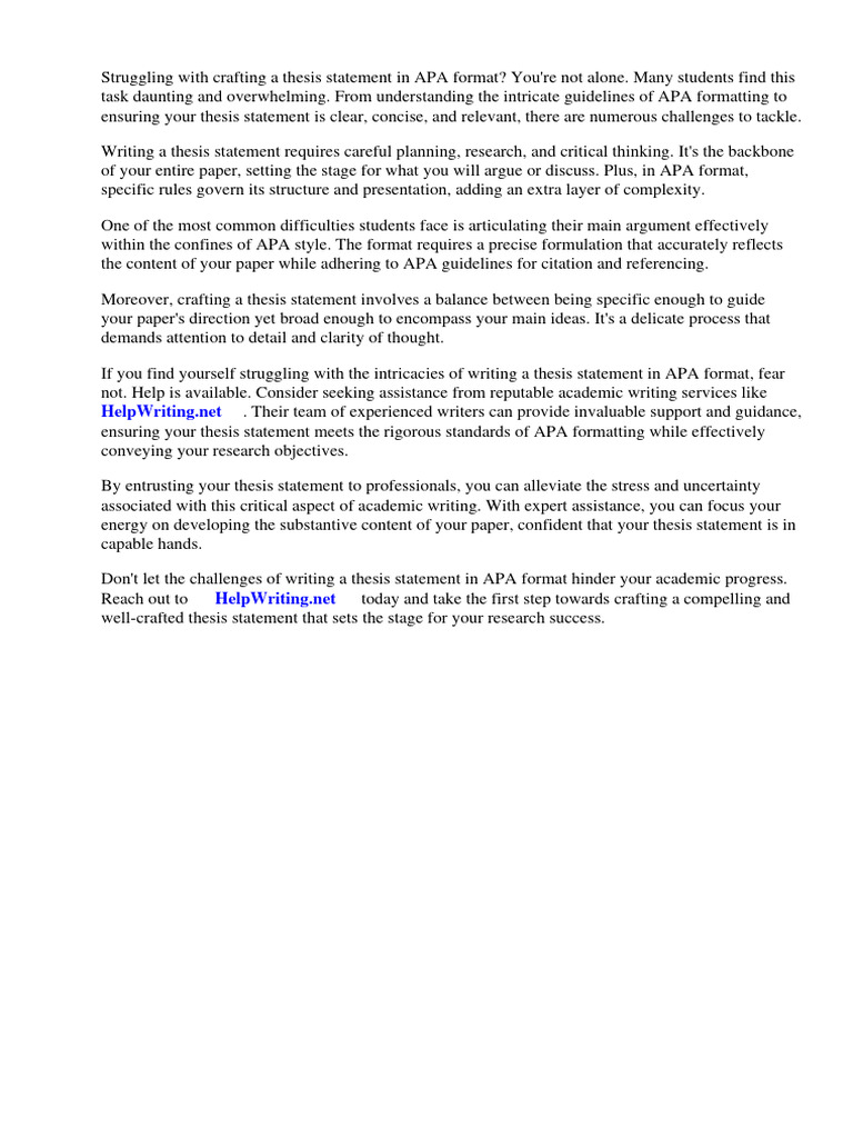 How To Write A Thesis Statement in Apa Format | PDF | Apa Style | Thesis
