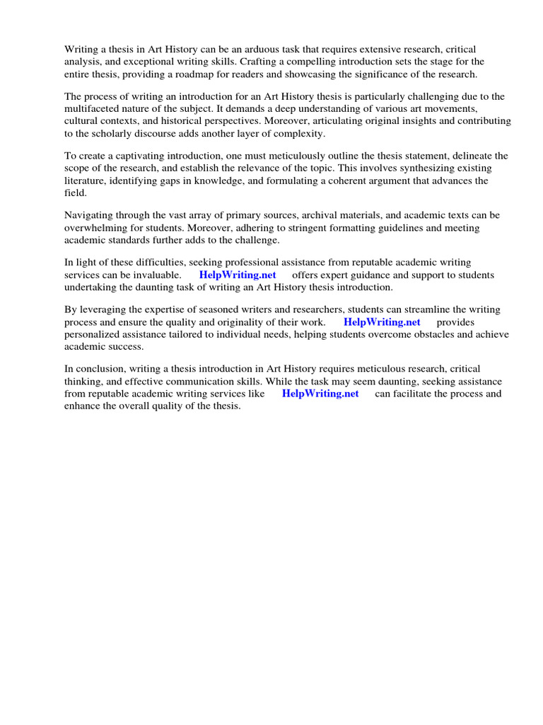 Art History Thesis Introduction | PDF | Essays | Thesis