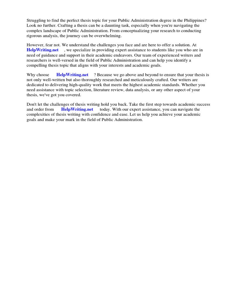 Thesis Topics For Public Administration Philippines | PDF | Thesis ...