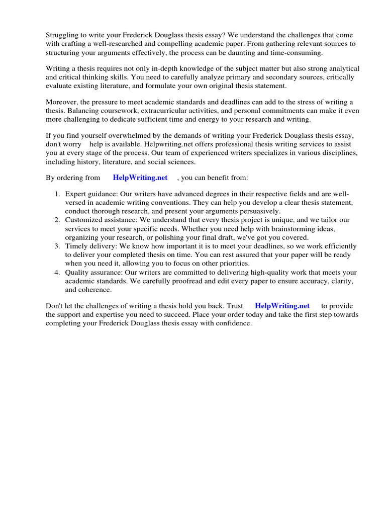 Thesis Help for Frederick Douglass Essays | PDF | Frederick Douglass ...