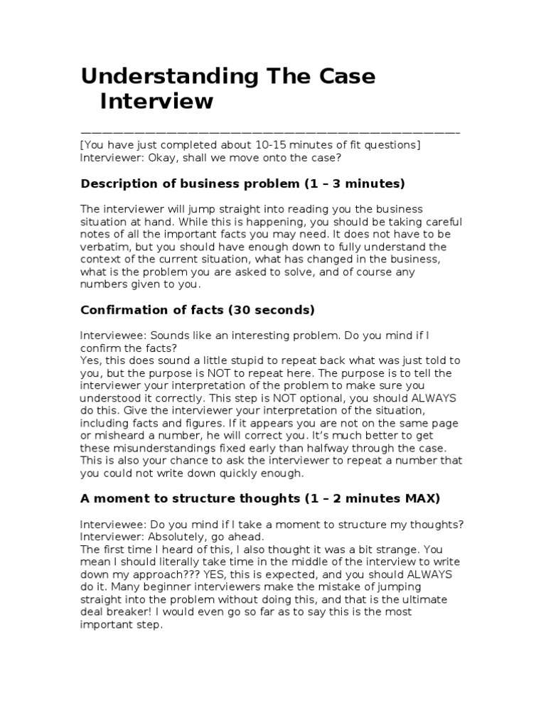 Understanding The Case Interview | PDF | Business