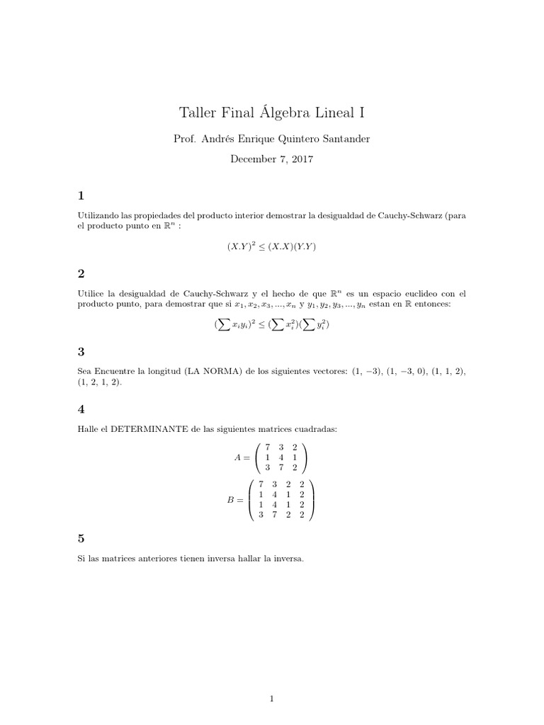 Taller Final Algebra | PDF