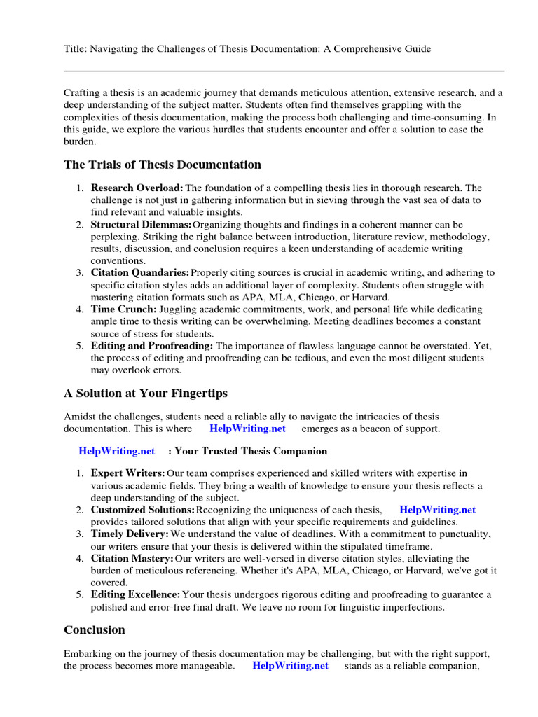 Thesis Documentation Guidelines | PDF
