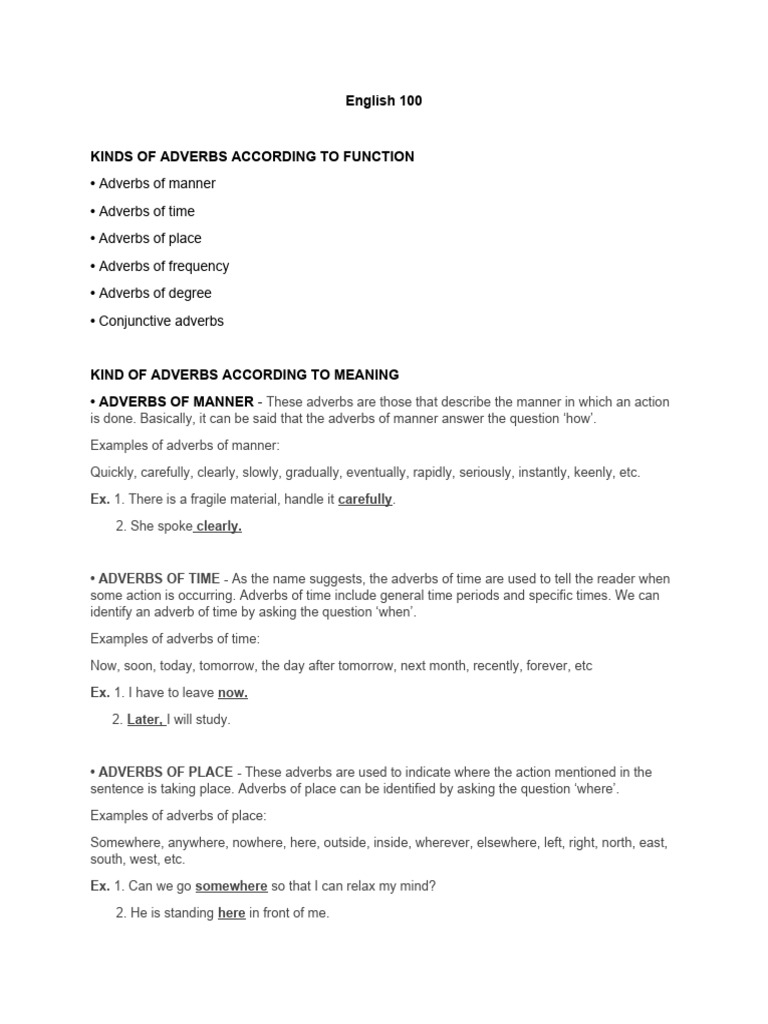 English 100 | PDF | Adverb | Linguistic Typology English 100 | PDF | Adverb | Linguistic Typology