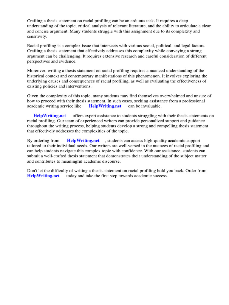 Crafting Thesis Statements on Racial Profiling | PDF | Racial Profiling ...