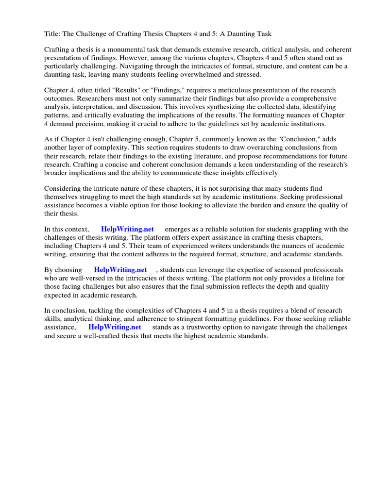 Thesis Chapter 4 and 5 Format | PDF | Thesis | Methodology