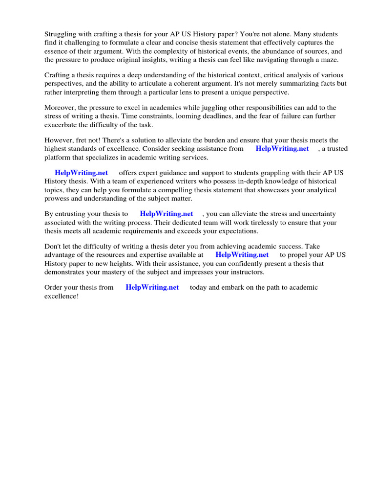 AP Us History Thesis Practice | PDF