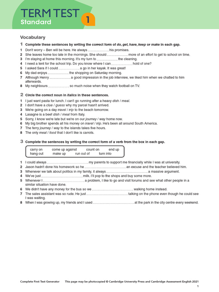 Revision UNIT 1 FCE | PDF