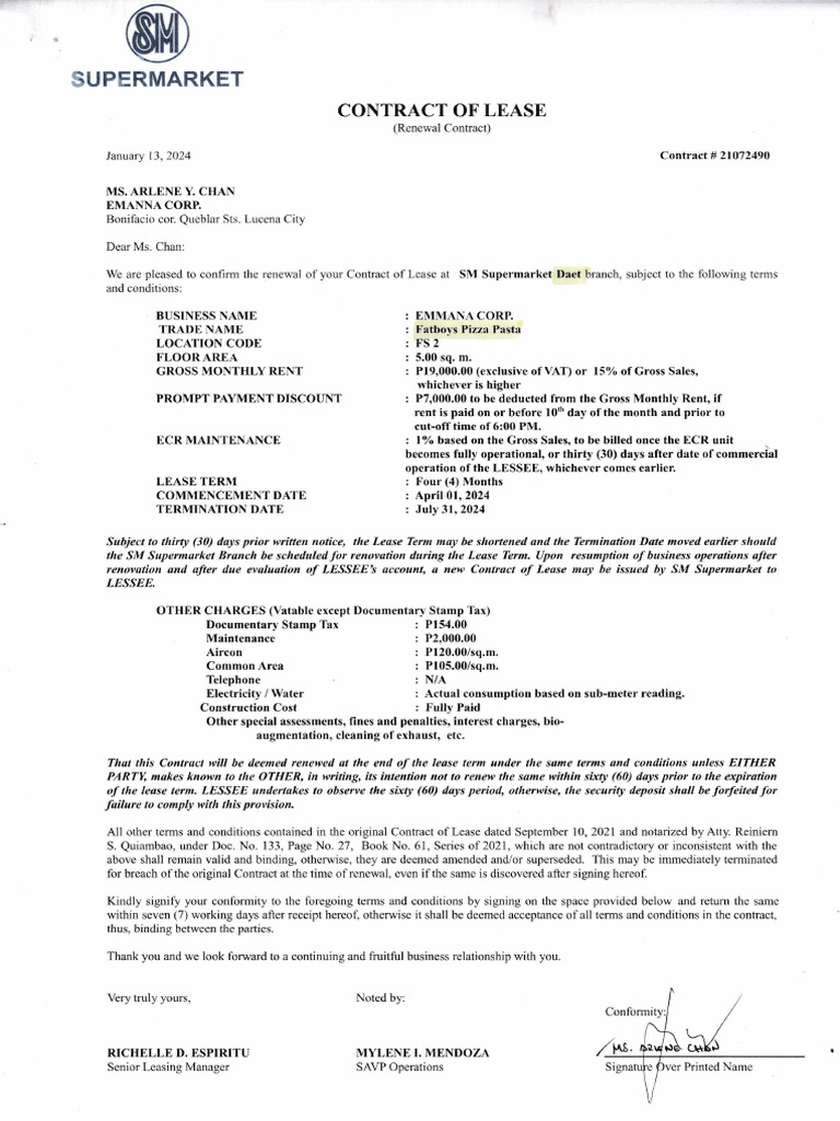 Signed | PDF | Lease | Contractual Term