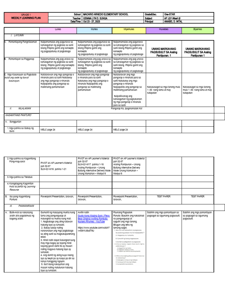 Ap1 DLL Q1 Week 9 | PDF
