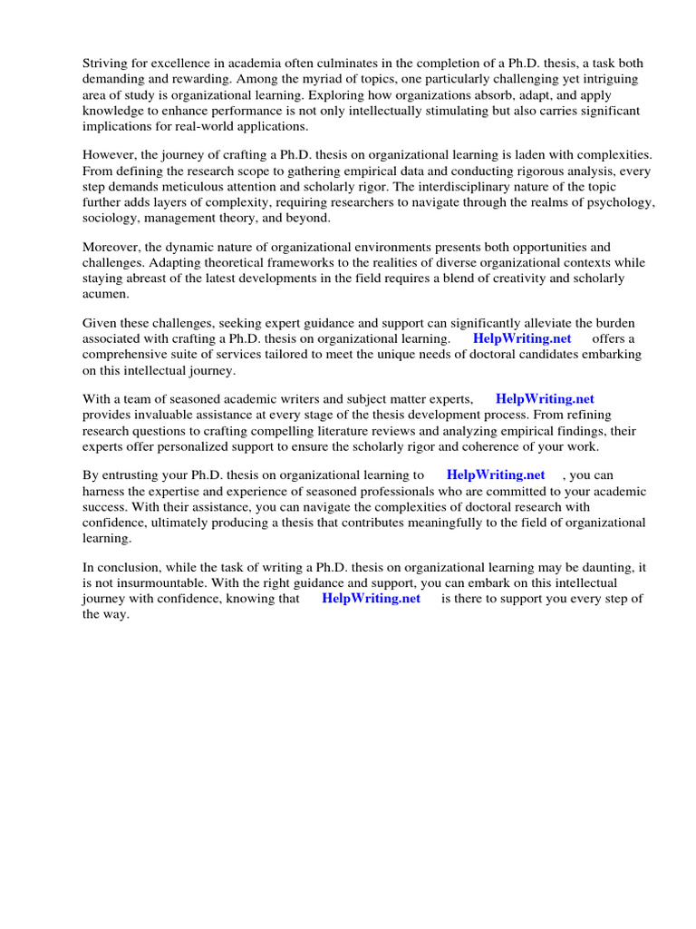 PHD Thesis On Organisational Learning | PDF | Thesis | Doctor Of Philosophy