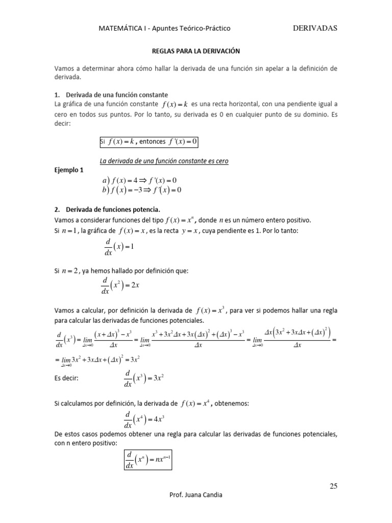 Derivadas - Reglas I | PDF | Derivado | Exponenciación