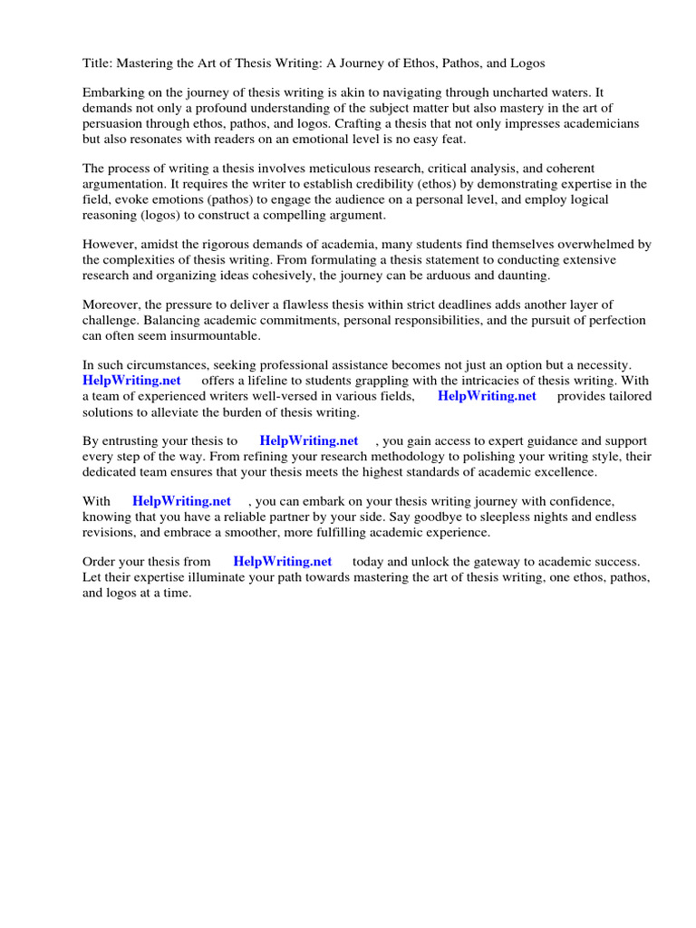 Thesis Ethos Pathos Logos | PDF | Rhetoric | Logos