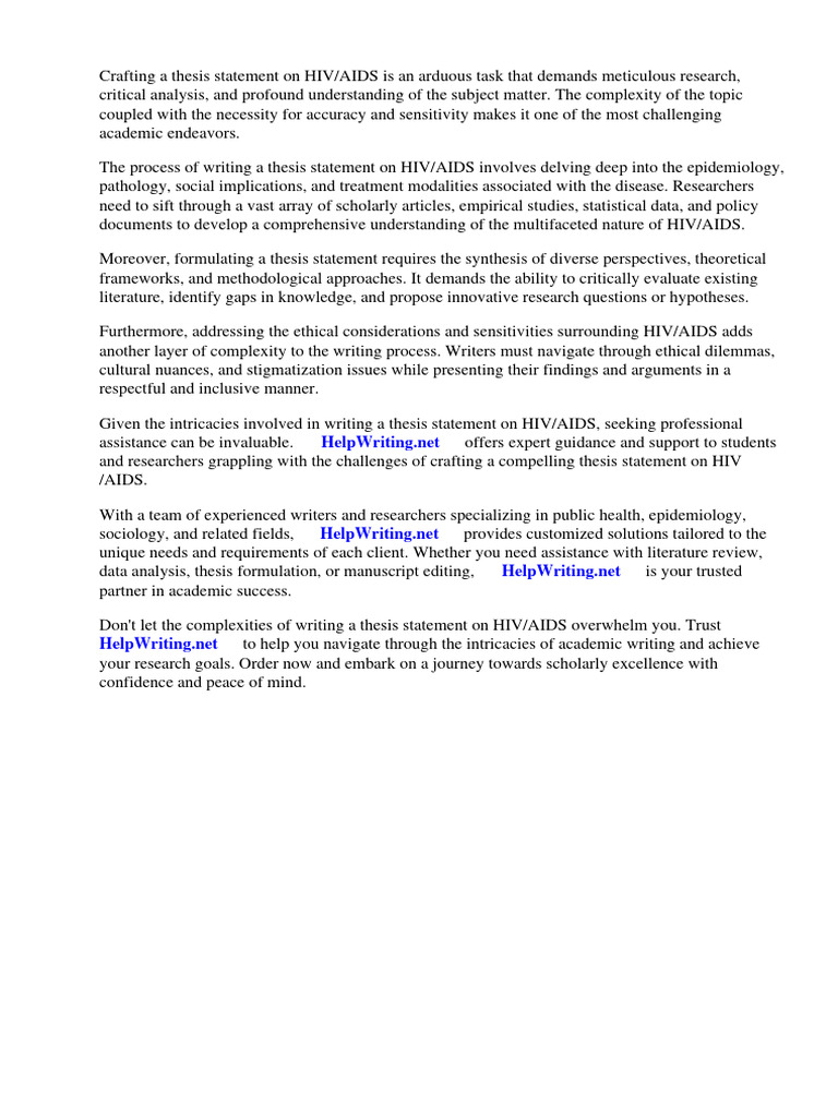 Thesis Statement Hiv Aids | PDF