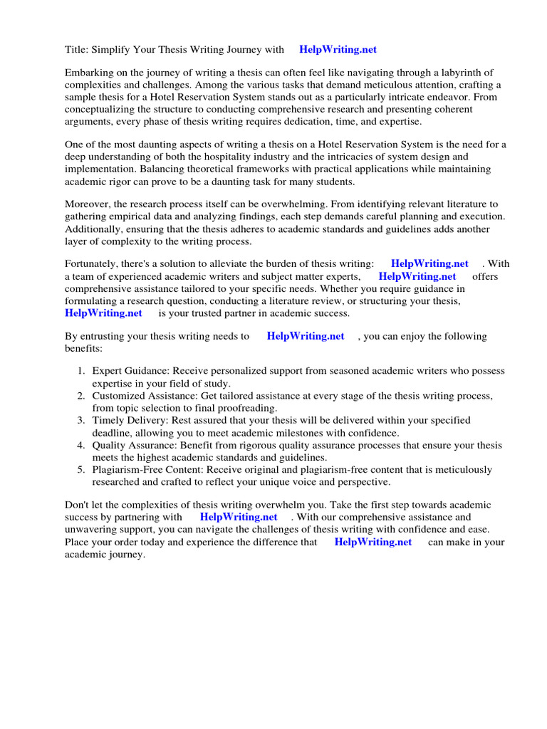 Sample Thesis Hotel Reservation System | PDF | Databases | Hotel