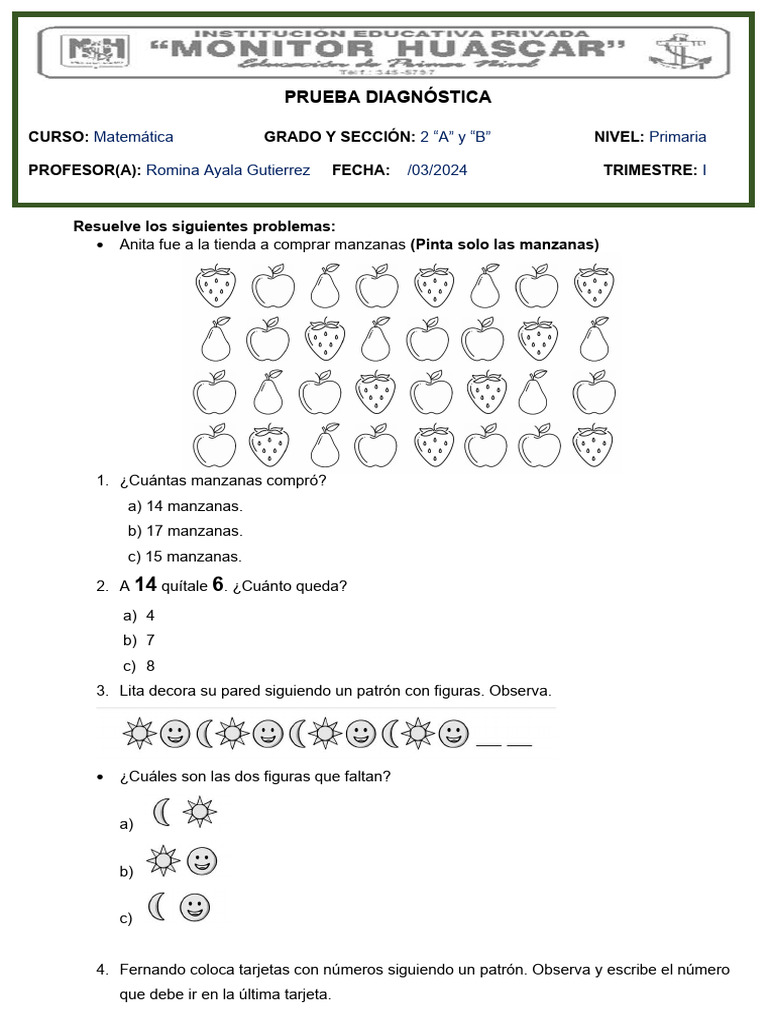 Problemas Matemáticos para 2° Grado | PDF